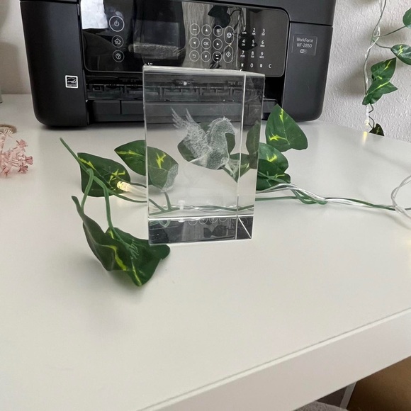 Accents | Glass Etched Pegasus Cube Paperweight Desk Accessory | Poshmark